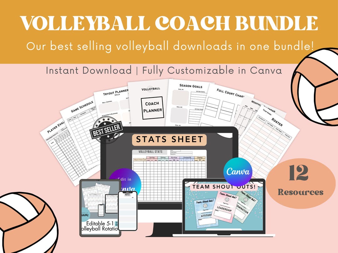 Volleyball Coach Bundle, Digital Download, Volleyball Planners ...