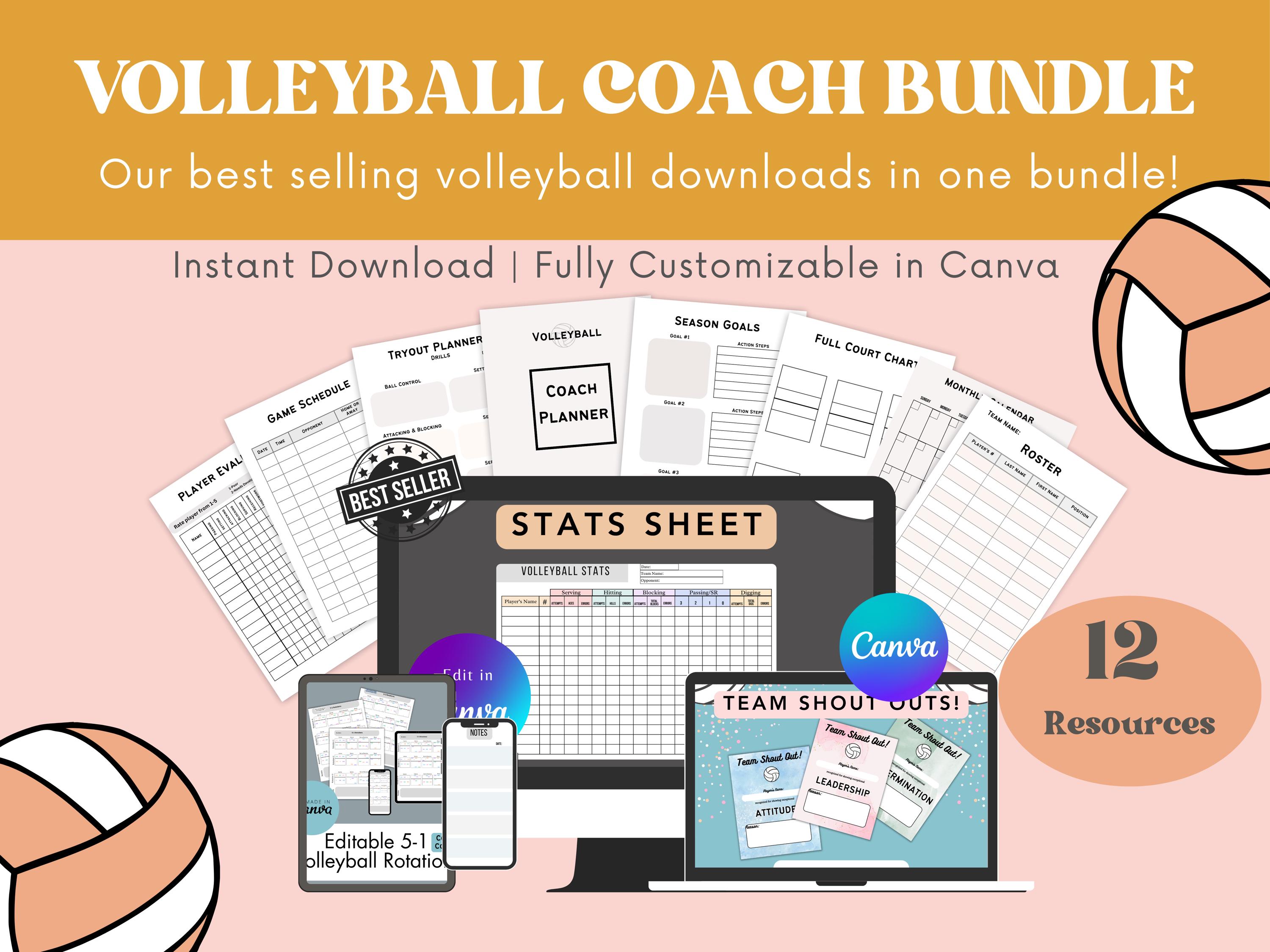 Volleyball Coach Bundle, Digital Download, Volleyball Planners ...