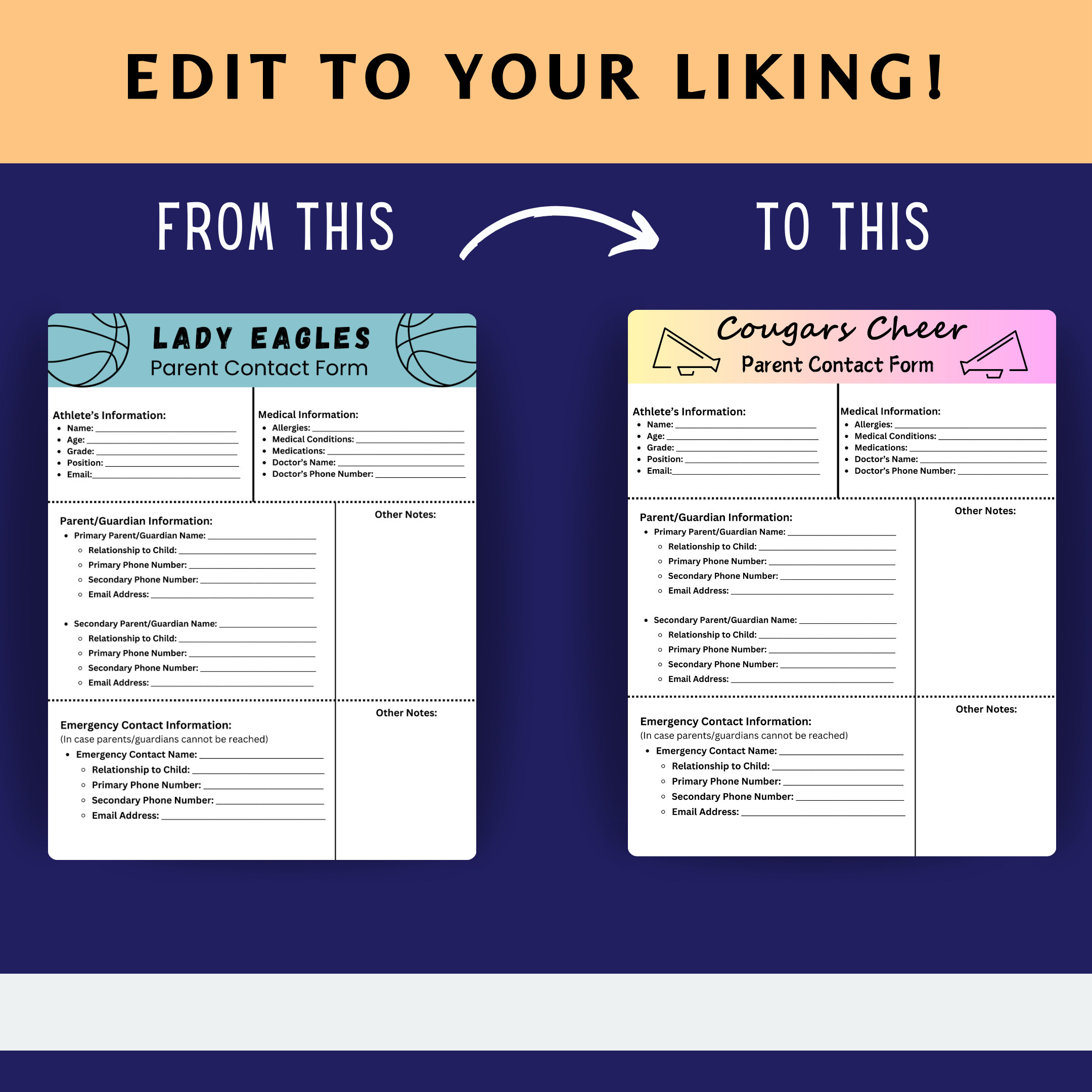 Parent Contact Form Template