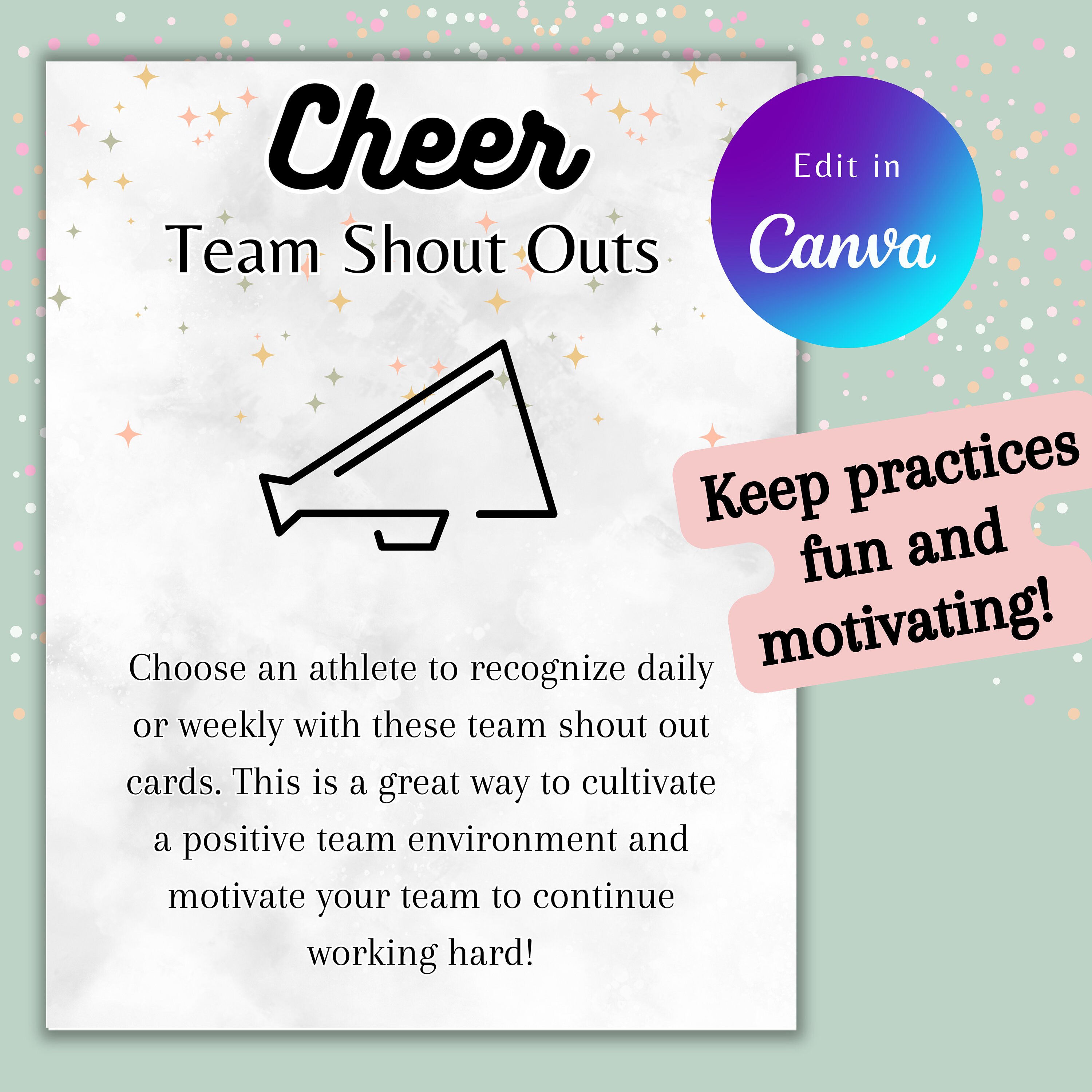 Editable Cheer Team Shout Outs, Cheer Team Awards, Cheerleading ...