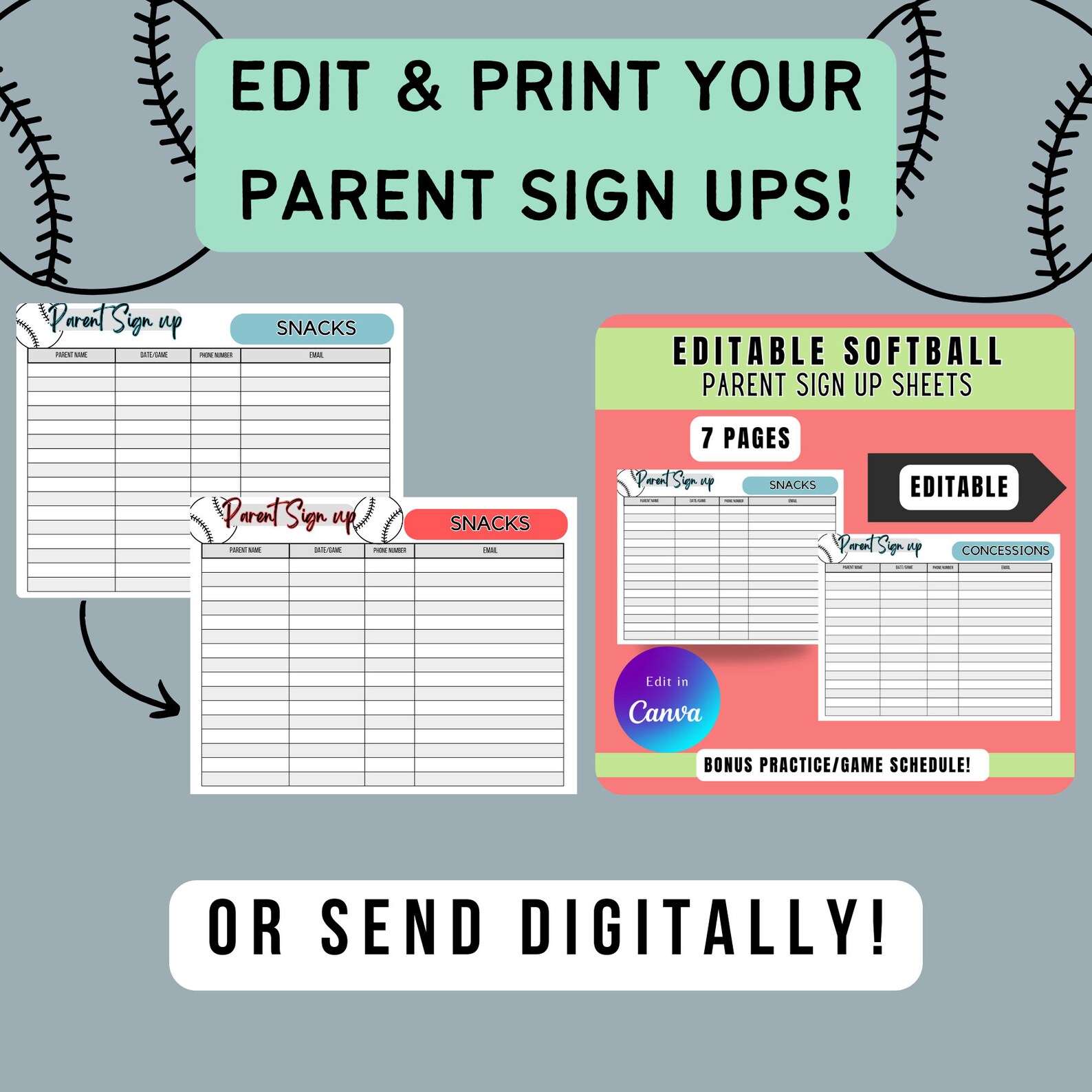 Softball Meeting Bundle for Coaches, Parent Meeting, Softball Forms ...