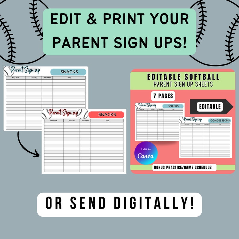 Softball Meeting Bundle for Coaches, Parent Meeting, Softball Forms ...