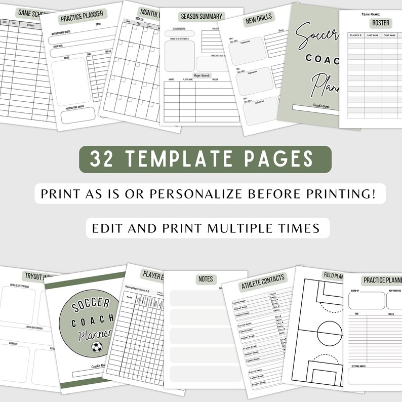 Editable Soccer Planner, Soccer Coach Planner, Editable Soccer Team ...