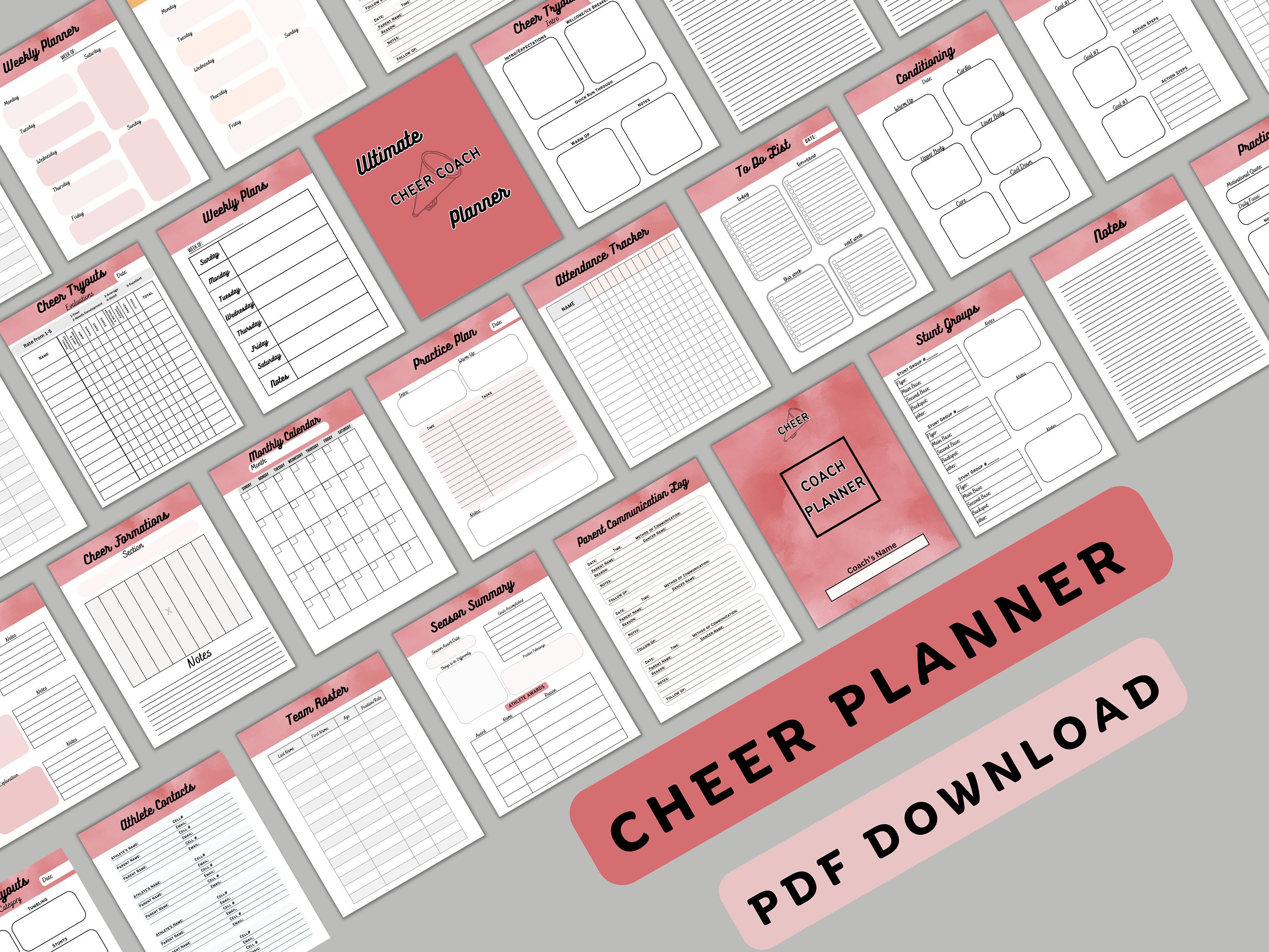 Cheer Coach Planner, Printable Cheer Planner, Cheer Season Planner ...