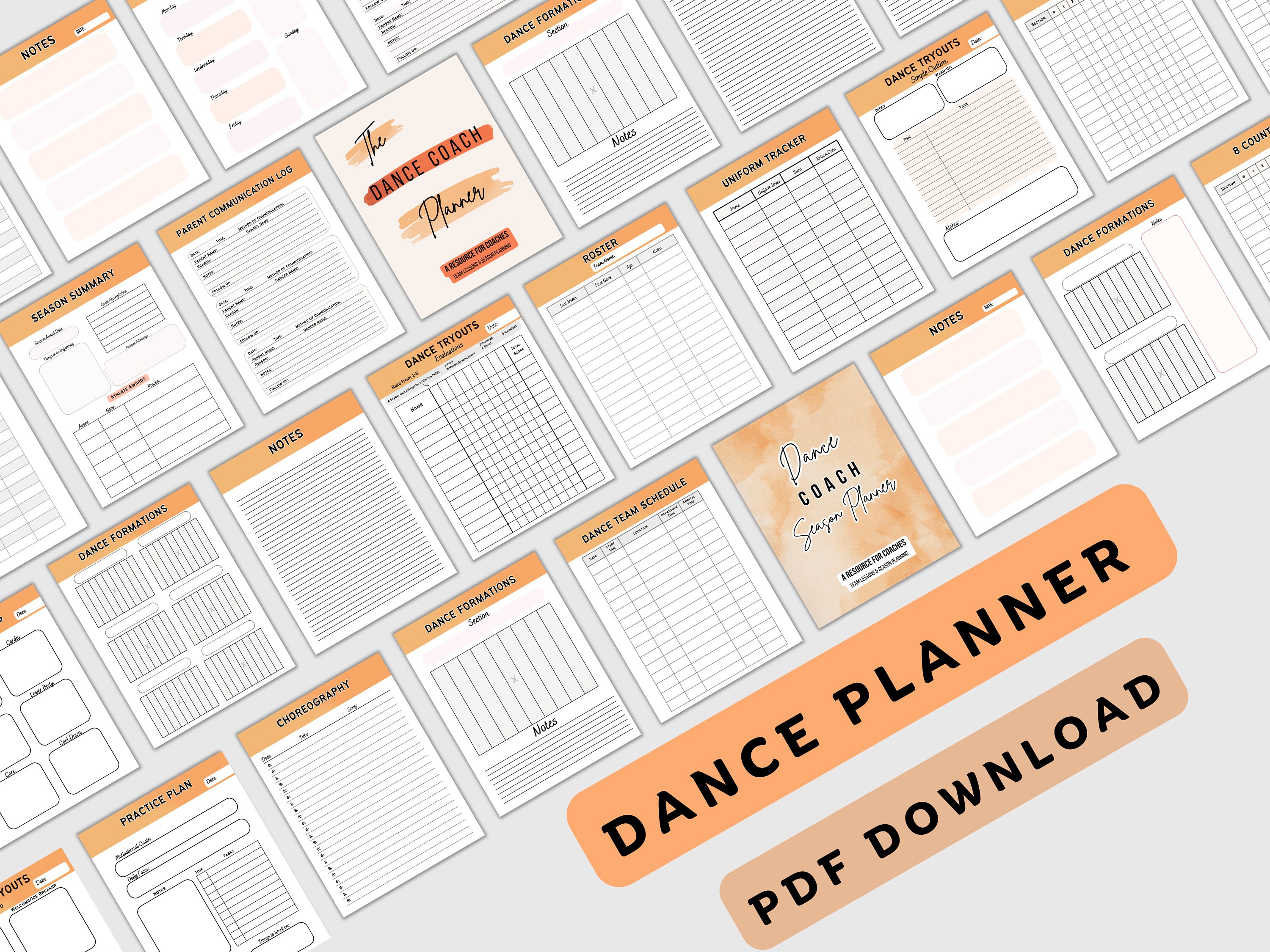 PDF Dance Coach Planner, Dance Teacher Planner, Dance Team Planner for ...