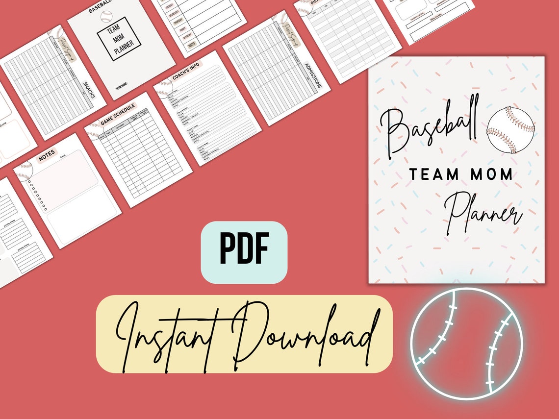 PDF Baseball Team Mom Planner, Baseball Mom Planner, Team Mom Planner ...