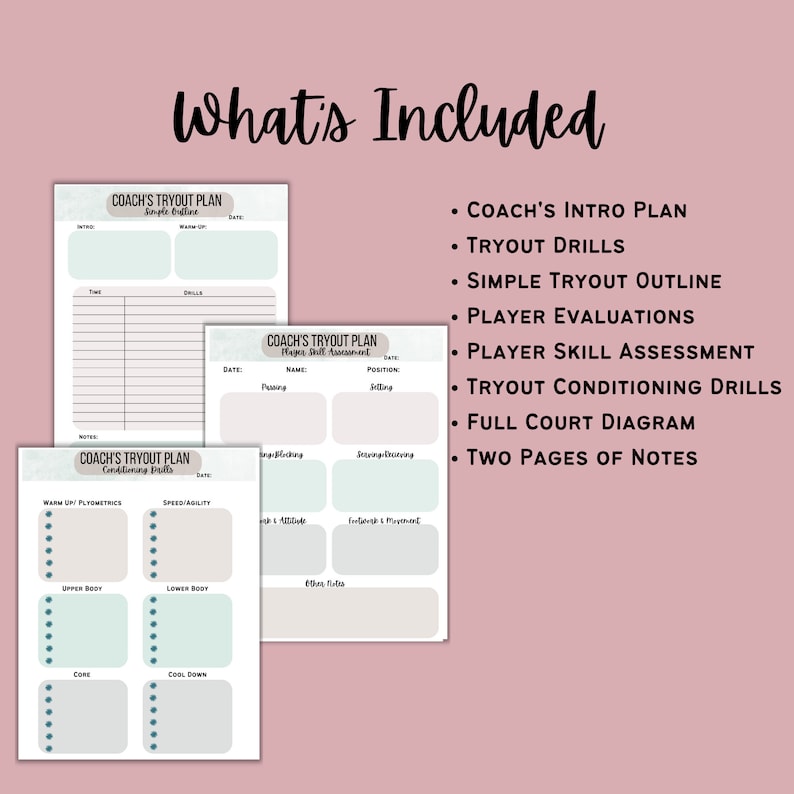 Volleyball Tryout Planner, Volleyball Tryout Templates, Volleyball ...