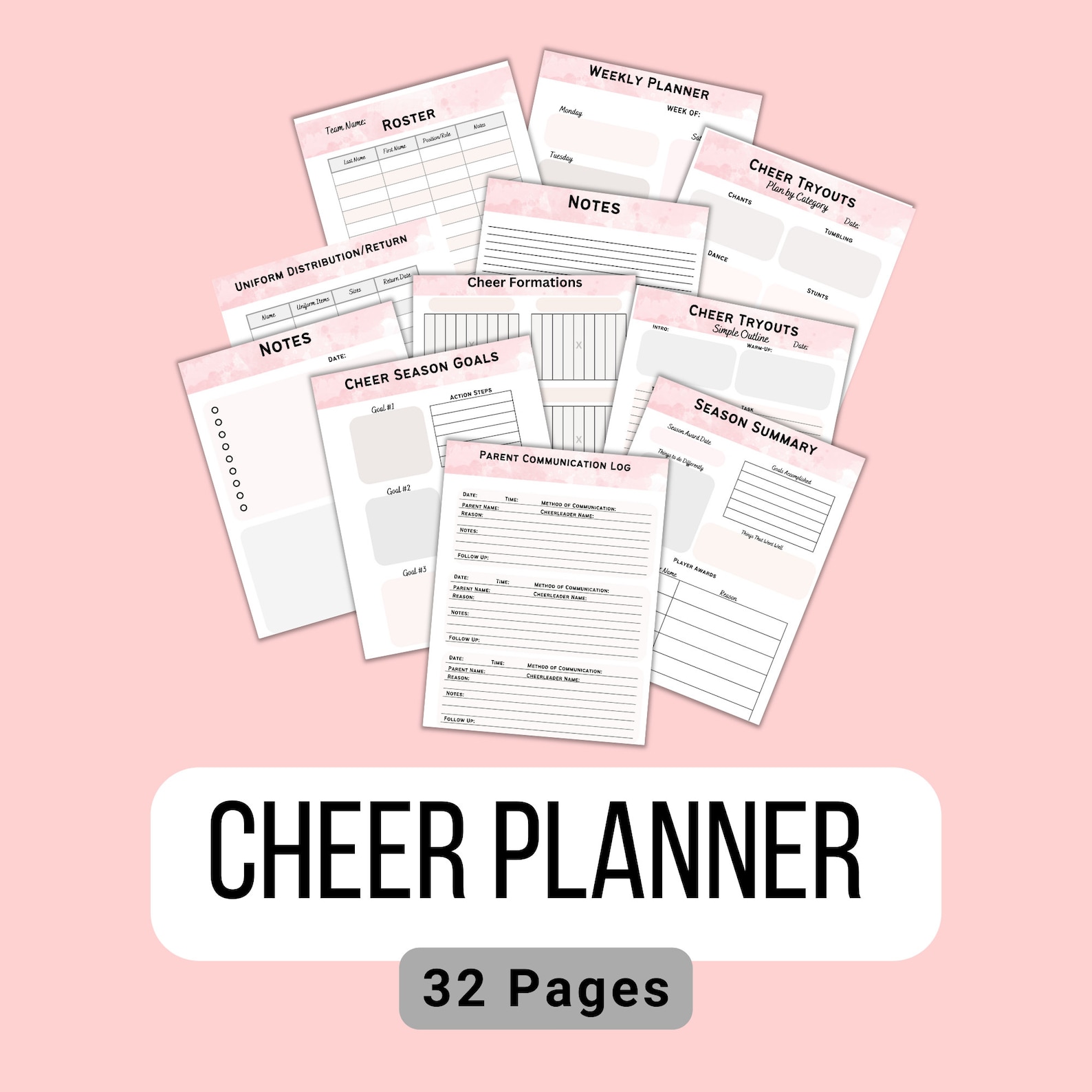 Cheer Coach Planner, Printable Cheer Planner, Cheer Season Planner ...