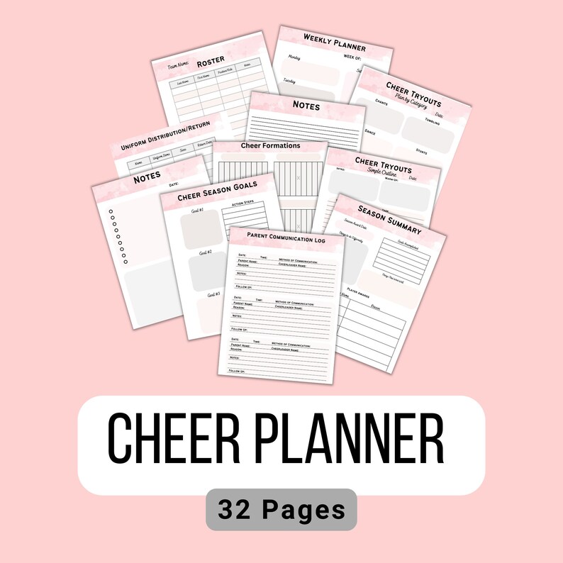 Cheer Coach Planner, Printable Cheer Planner, Cheer Season Planner ...