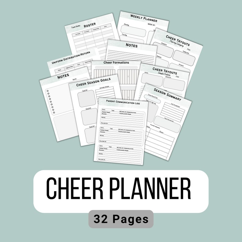 PDF Cheer Coach Planner, Printable Cheer Planner, Cheer Season Planner ...