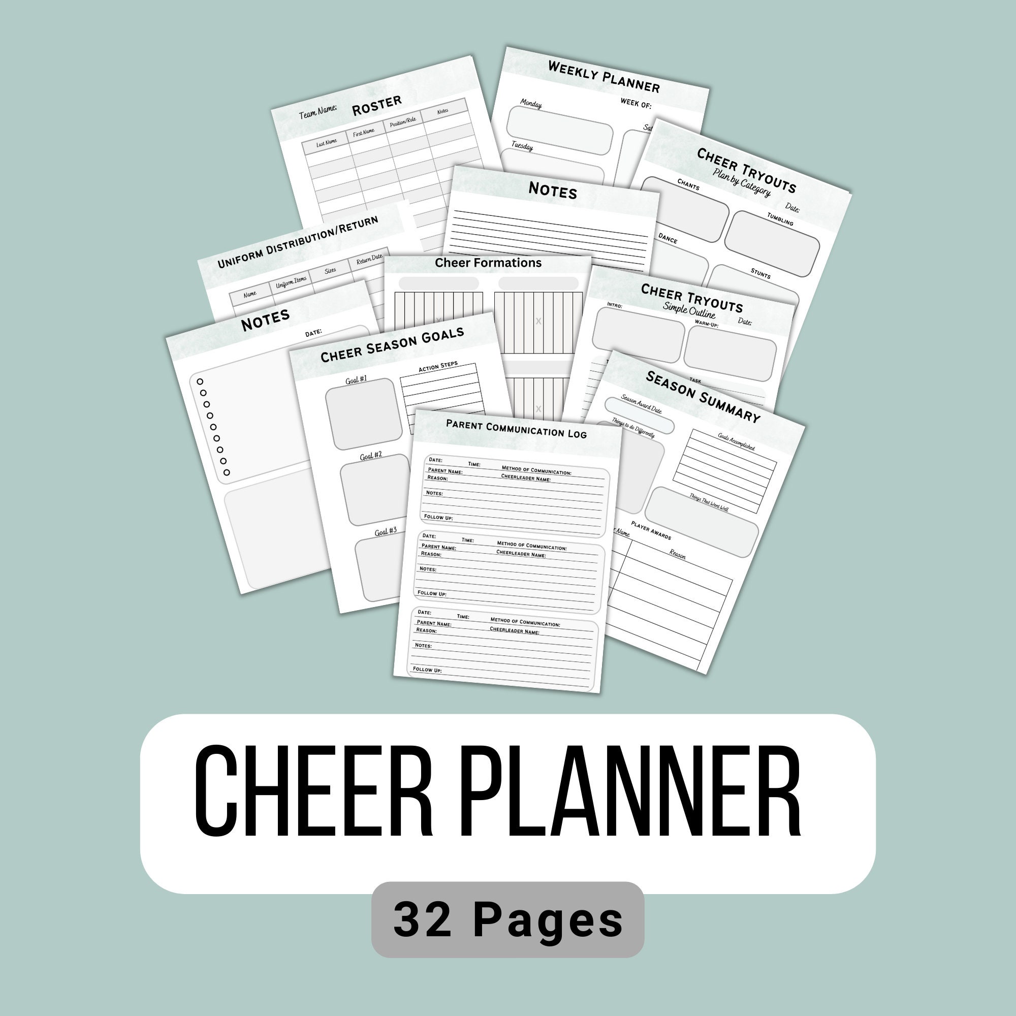 PDF Cheer Coach Planner, Printable Cheer Planner, Cheer Season Planner ...
