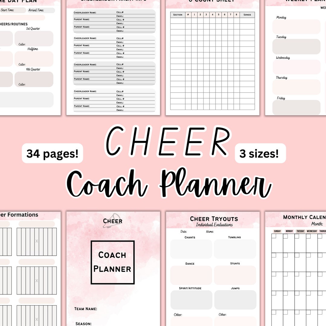 Cheer Coach Planner, Printable Cheer Planner, Cheer Season Planner ...