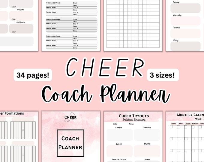 PDF Cheer Coach Planner, Printable Cheer Planner, Cheer Season Planner ...