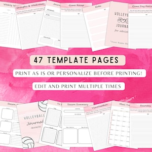 Editable Volleyball Journal for Athletes, Volleyball Athlete Journal ...