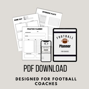 PDF Football Coach Planner, Printable Football Planner, Football Season ...