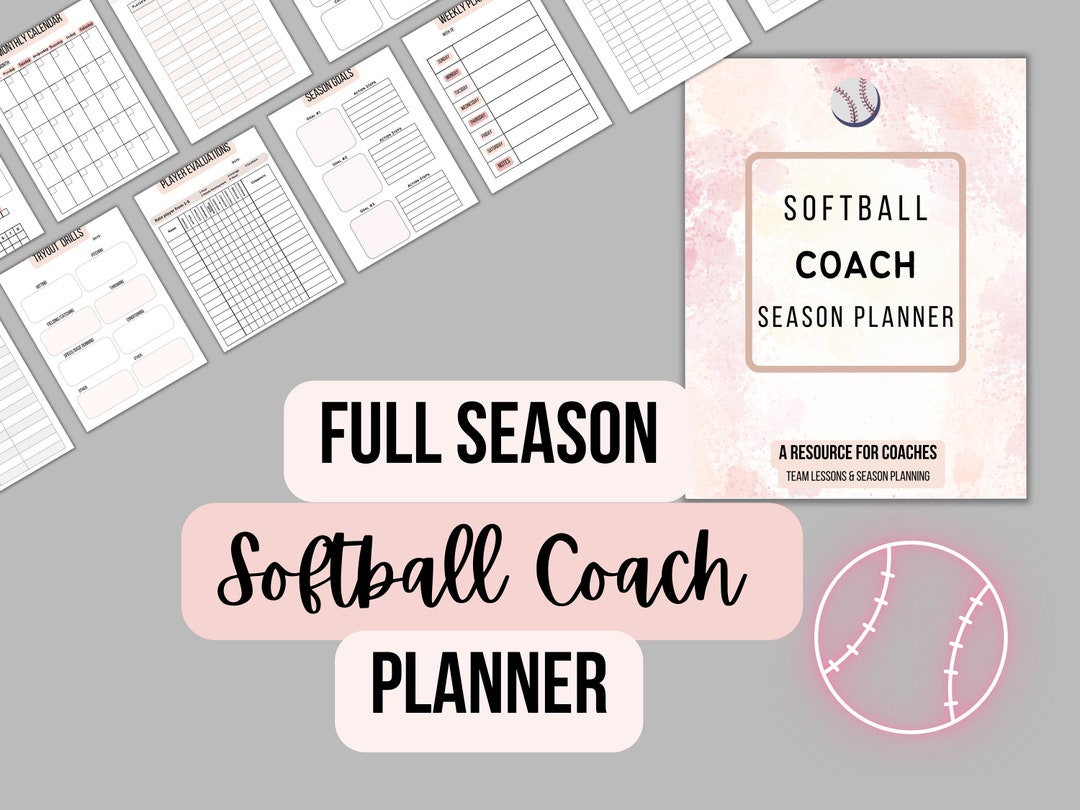 Softball Coach Planner, Softball Season Planner, Printable Planner ...