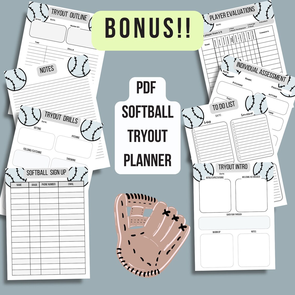 Softball Meeting Bundle for Coaches, Parent Meeting, Softball Forms ...