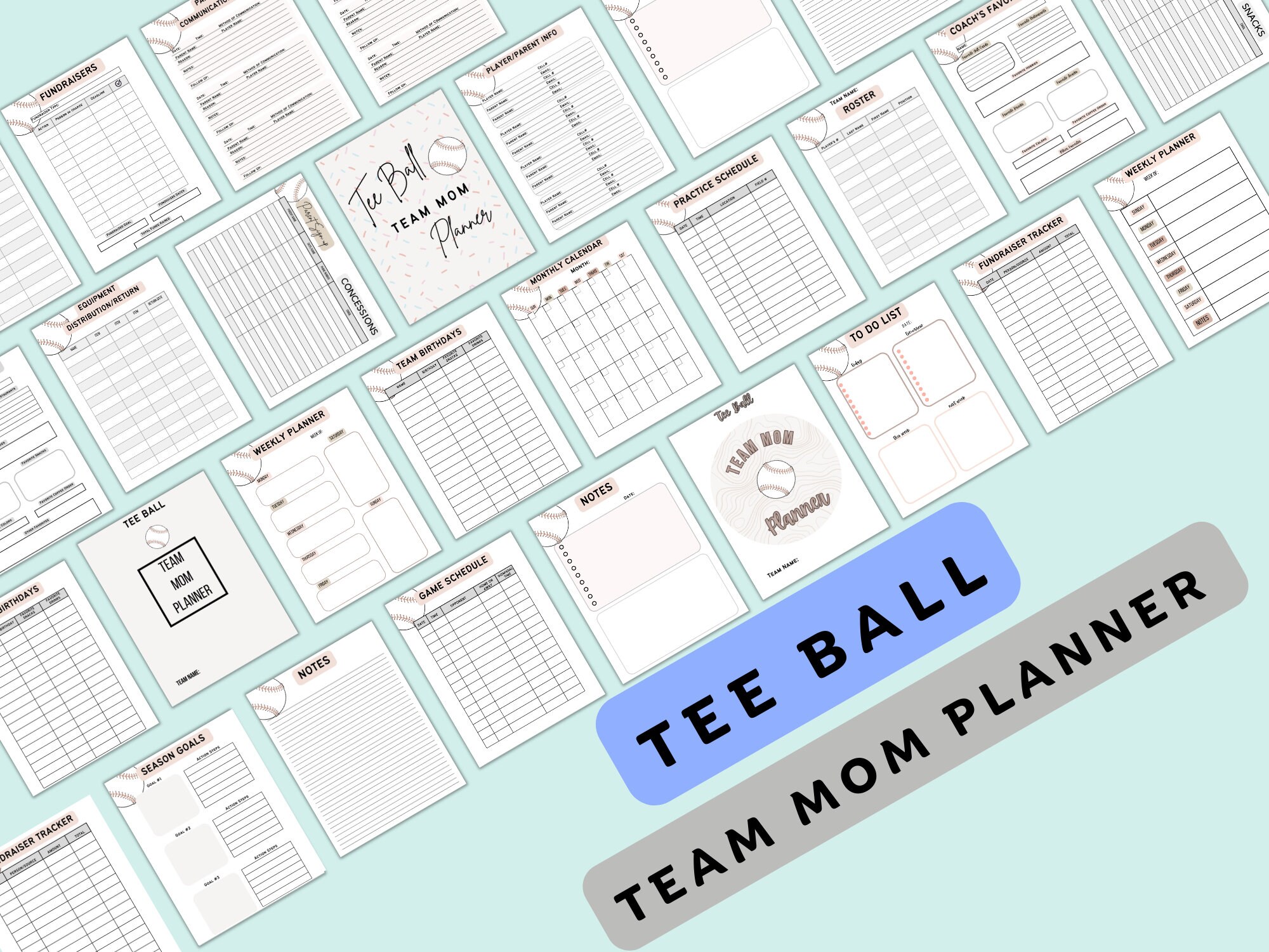 Tee Ball Team Mom Planner, Team Mom T-ball Planner, Tee Ball Planner ...