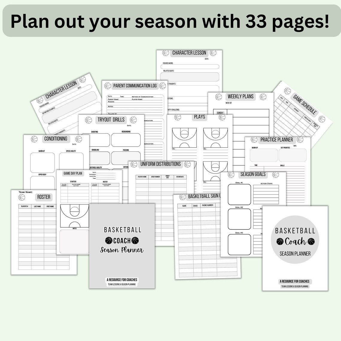 PDF Basketball Planner, Basketball Coach Planner, Basketball Season ...