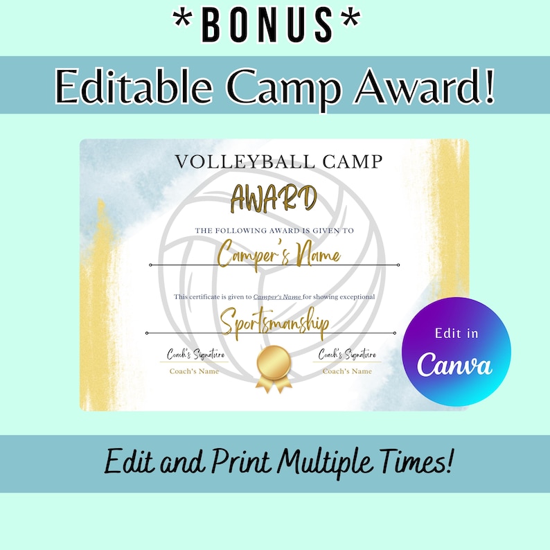 Editable Volleyball Camp Planner: Canva Forms, Organization Binder (27 ...