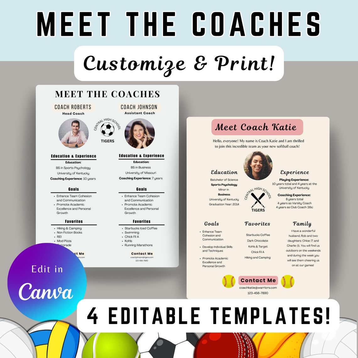 Meet the Coach, Meet the Coaches, Editable Meet the Coach Templates ...