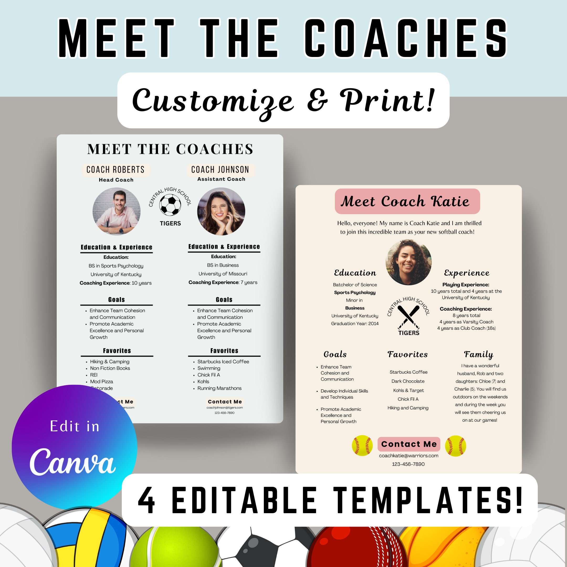 Meet the Coach, Meet the Coaches, Editable Meet the Coach Templates ...