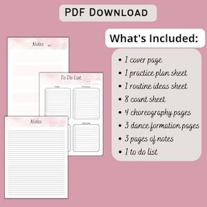 Dance Routine Planner, Choreography Planner, Dance Instructor Planner ...
