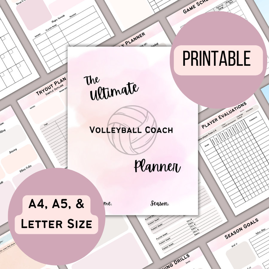 Volleyball Planner, Volleyball Coach Planner, Binder, Game Day ...