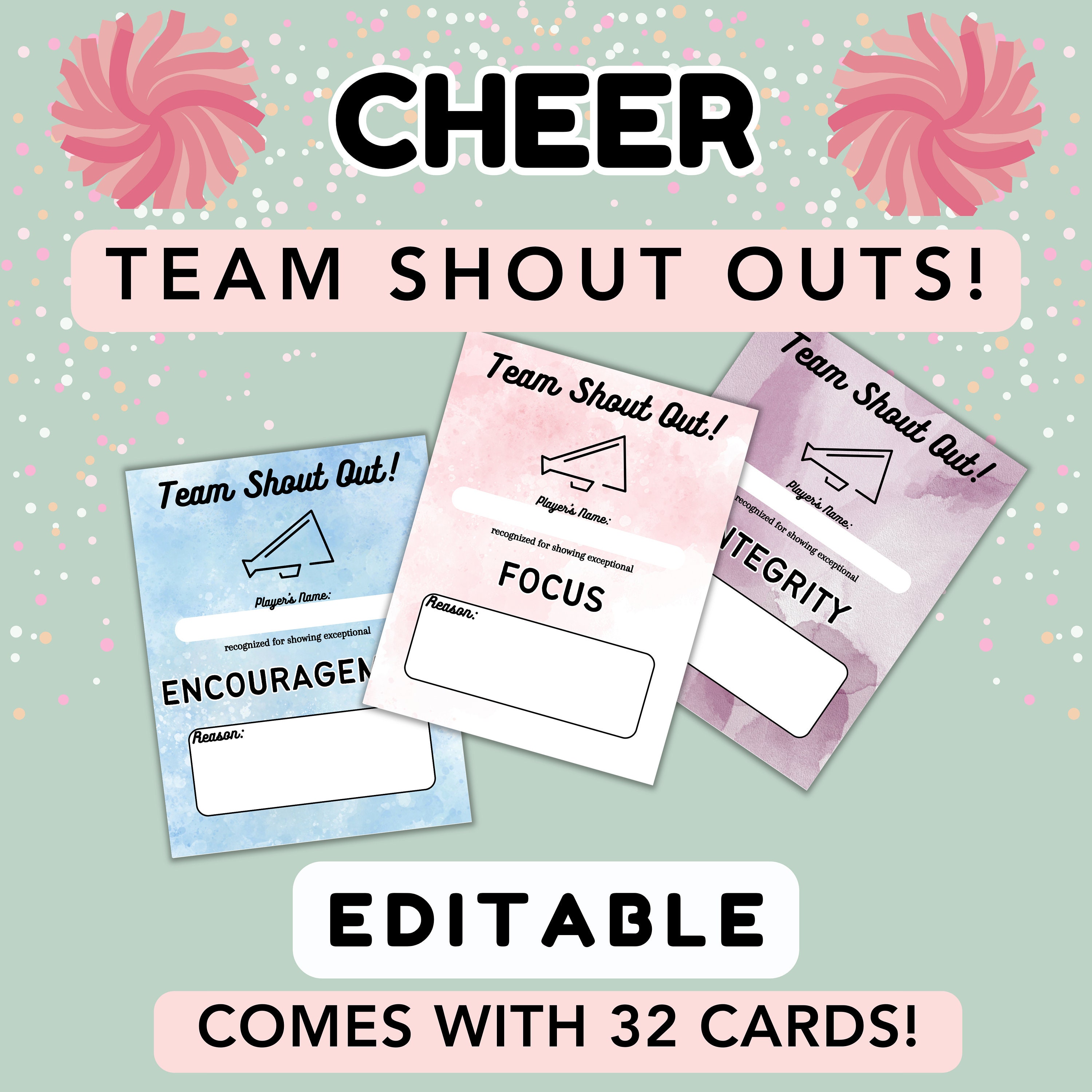 Editable Cheer Team Shout Outs, Cheer Team Awards, Cheerleading ...