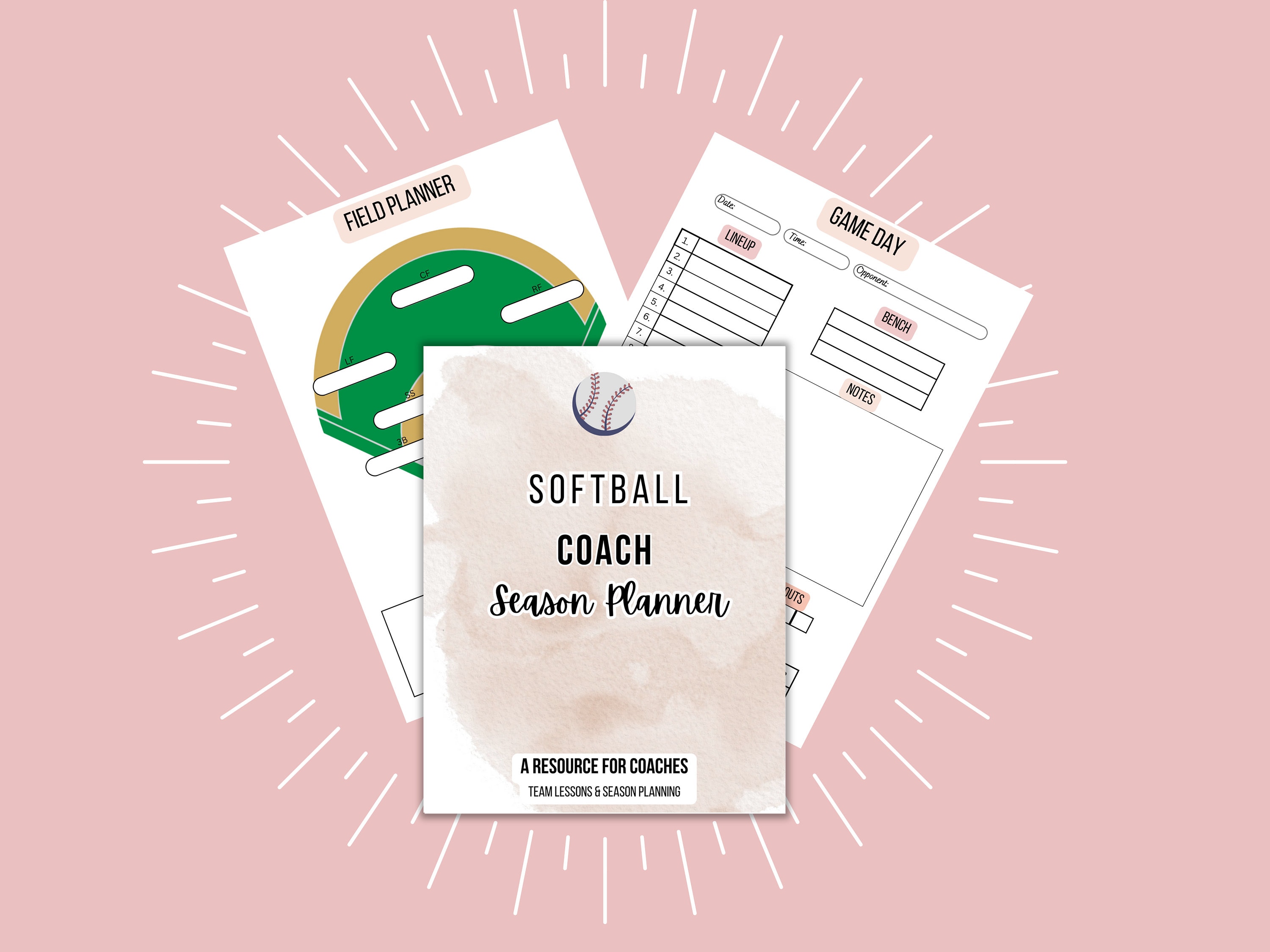 Softball Coach Planner, Softball Season Planner, Printable Planner ...