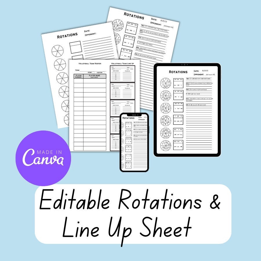 Editable Volleyball Sheets, Volleyball Canva Template, Volleyball ...