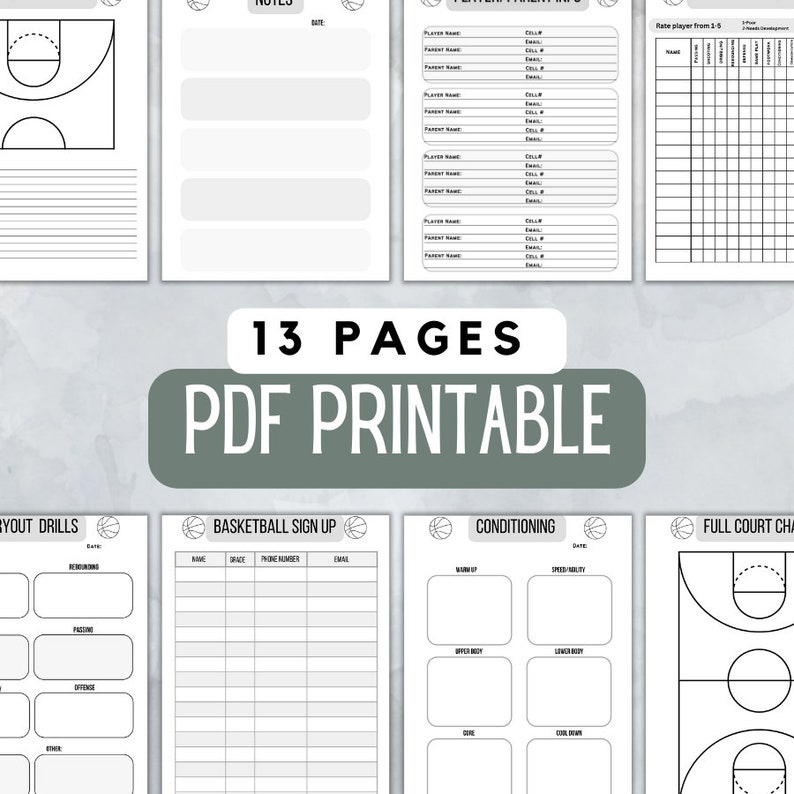 Basketball Tryout Planner, Basketball Planner, Basketball Charts ...