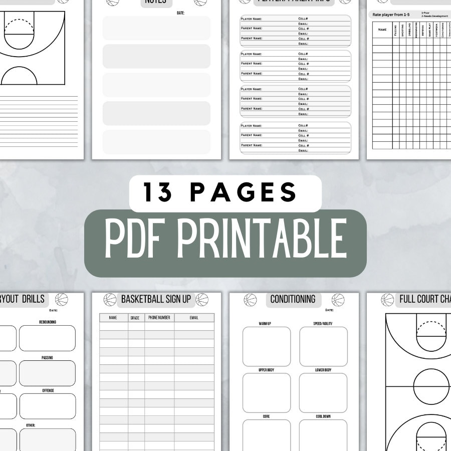 Basketball Tryout Planner, Basketball Planner, Basketball Charts ...