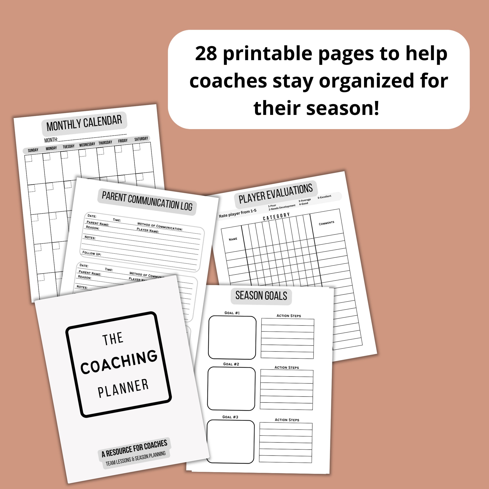 Coaching Planner, Sports Coach Planner, Sports Coach Binder, Team ...