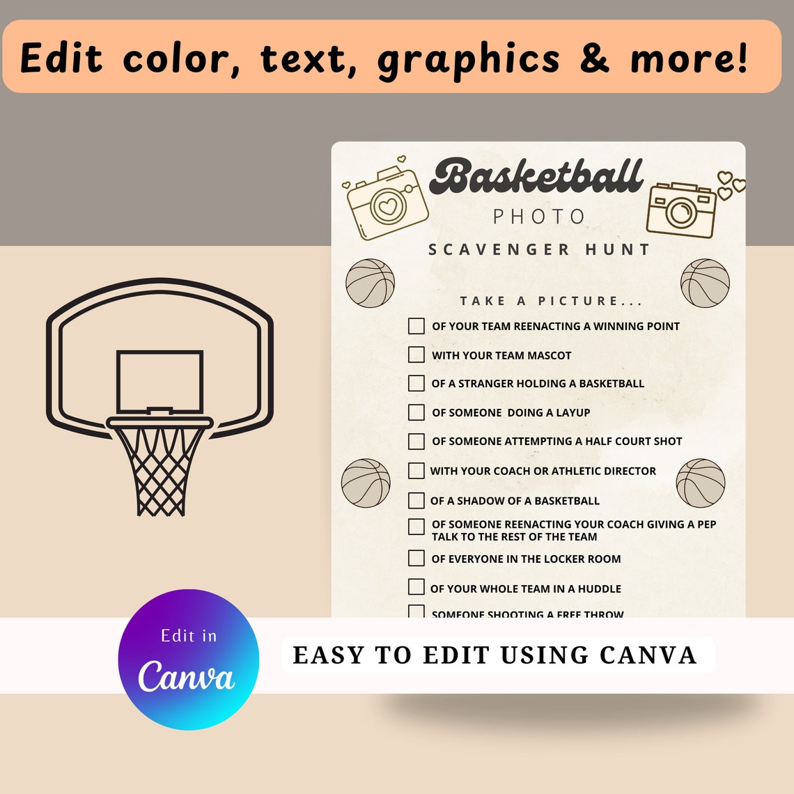 Basketball Scavenger Hunt, Basketball Photo Scavenger Hunt, Basketball ...