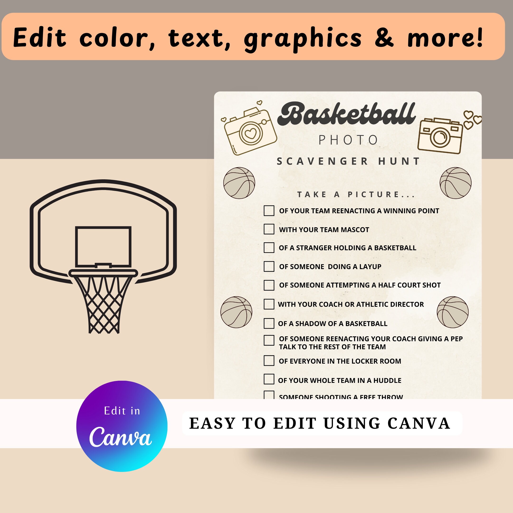 Basketball Scavenger Hunt, Basketball Photo Scavenger Hunt, Basketball ...
