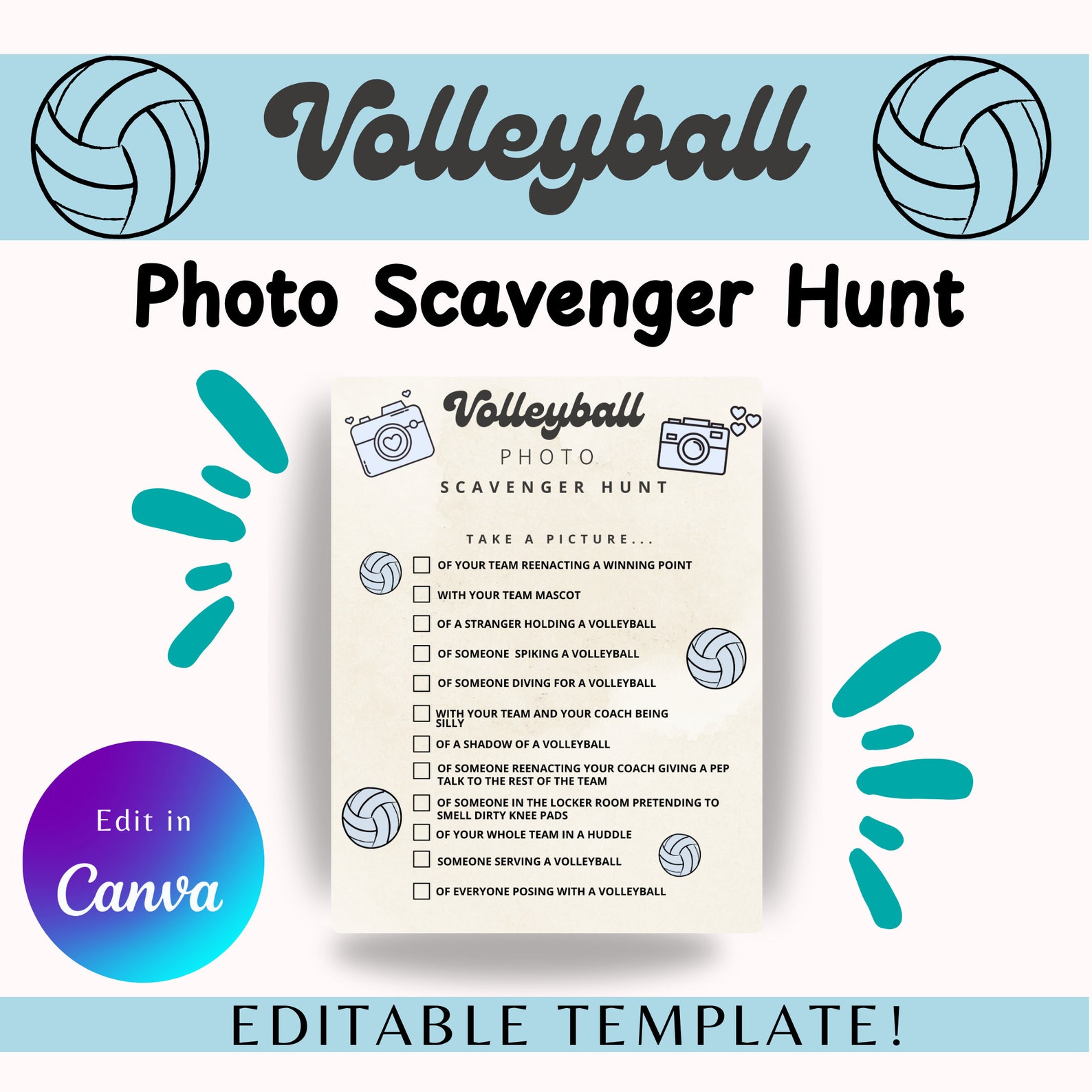 Volleyball Scavenger Hunt, Volleyball Photo Scavenger Hunt, Volleyball ...