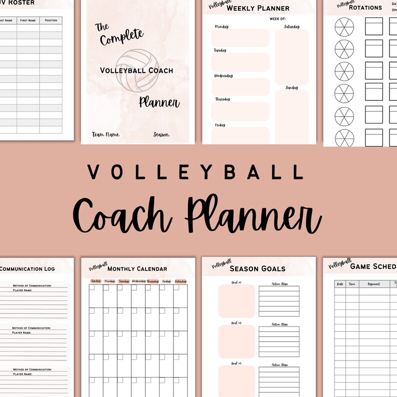 Volleyball Coach Printable Planner, Binder, Game Day, Volleyball ...