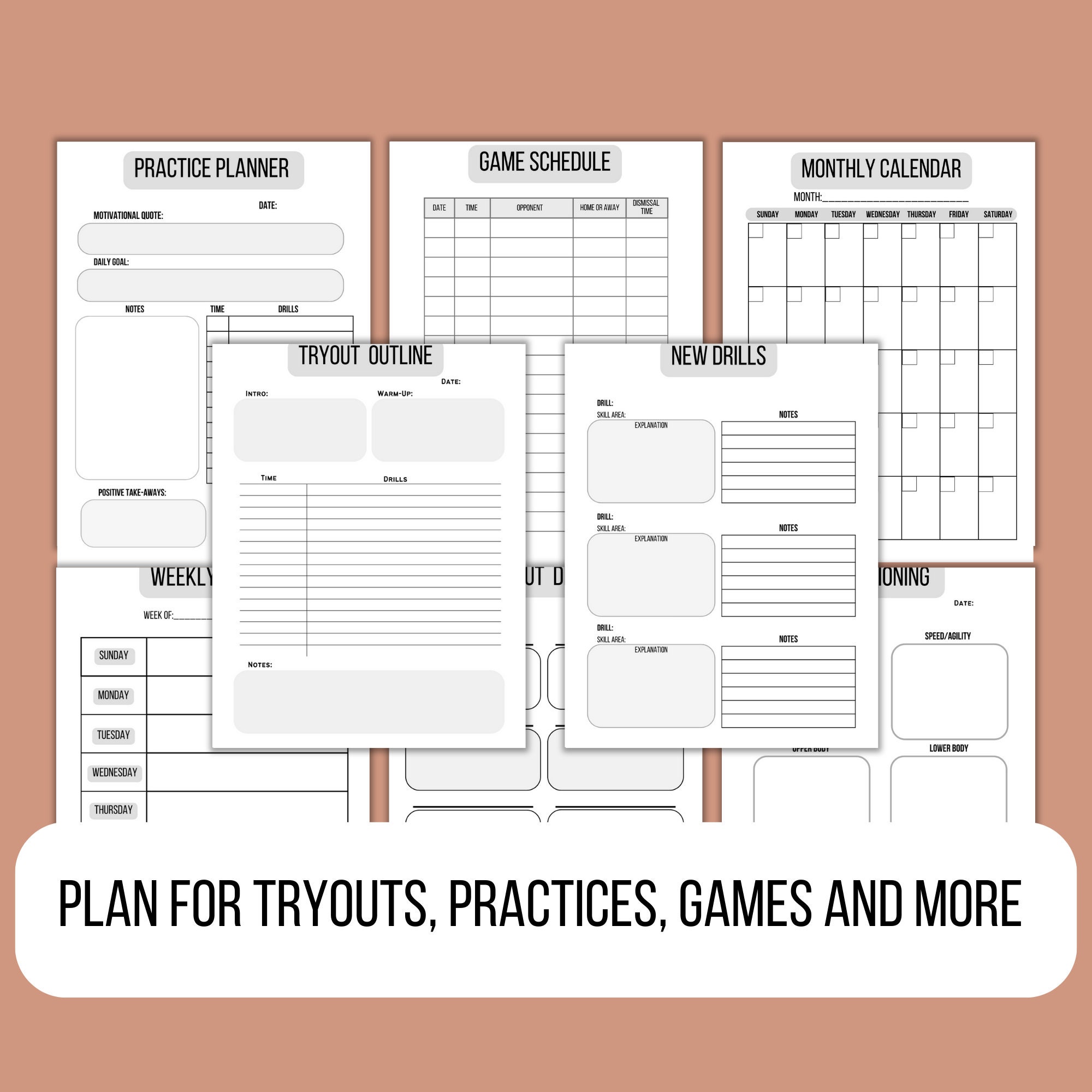 Coaching Planner, Sports Coach Planner, Sports Coach Binder, Team ...