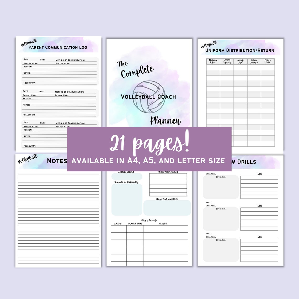 Printable Volleyball Coach Planner, Coaching Planner, Volleyball ...