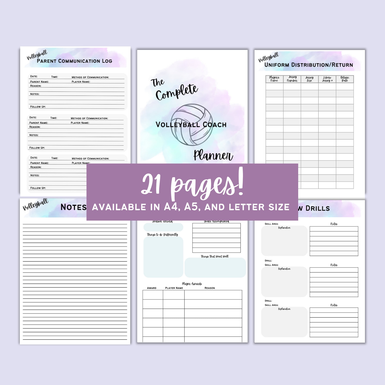 Printable Volleyball Coach Planner, Coaching Planner, Volleyball ...