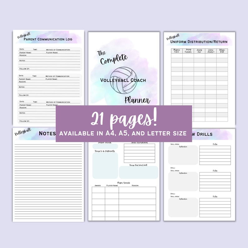 Printable Volleyball Coach Planner, Coaching Planner, Volleyball ...
