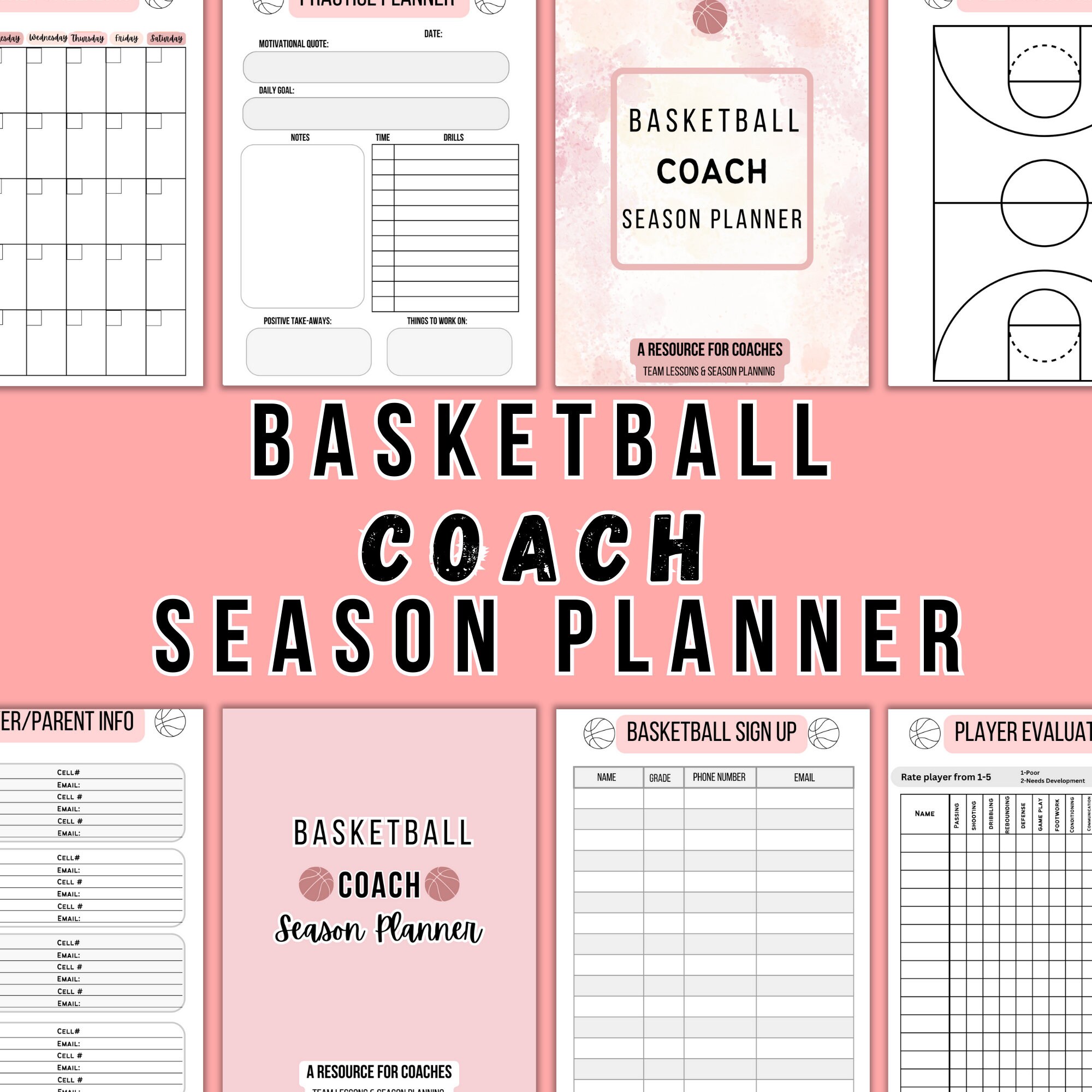 Basketball Planner, Basketball Coach Planner, Basketball Season Planner ...