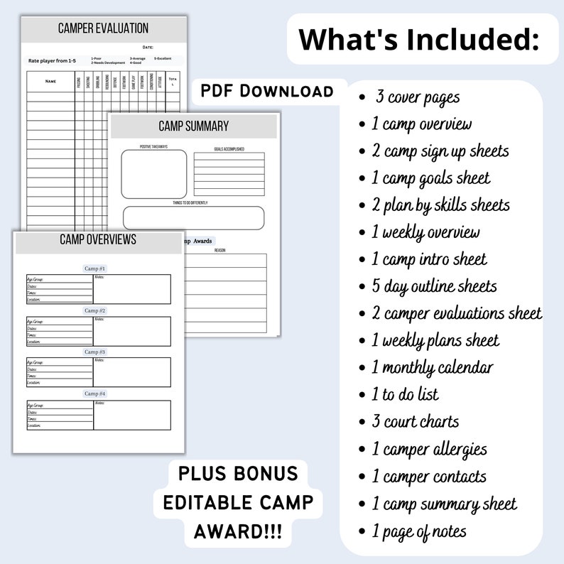Basketball Camp Planner, Basketball Coach Camp Planner, Printable ...