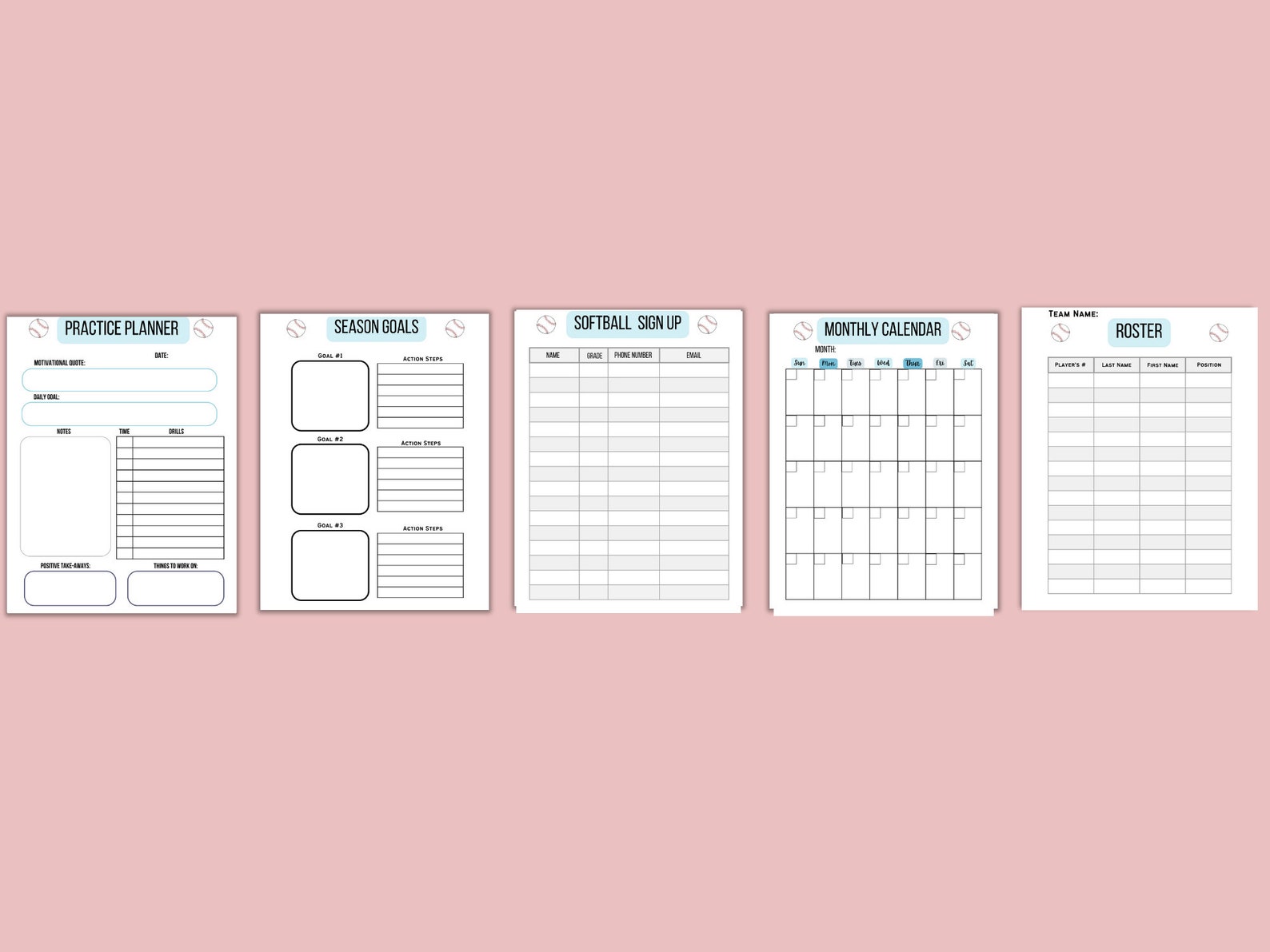 Softball Coach Planner, Softball Season Planner, Printable Planner ...