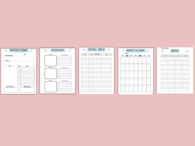 Softball Coach Planner, Softball Season Planner, Printable Planner ...