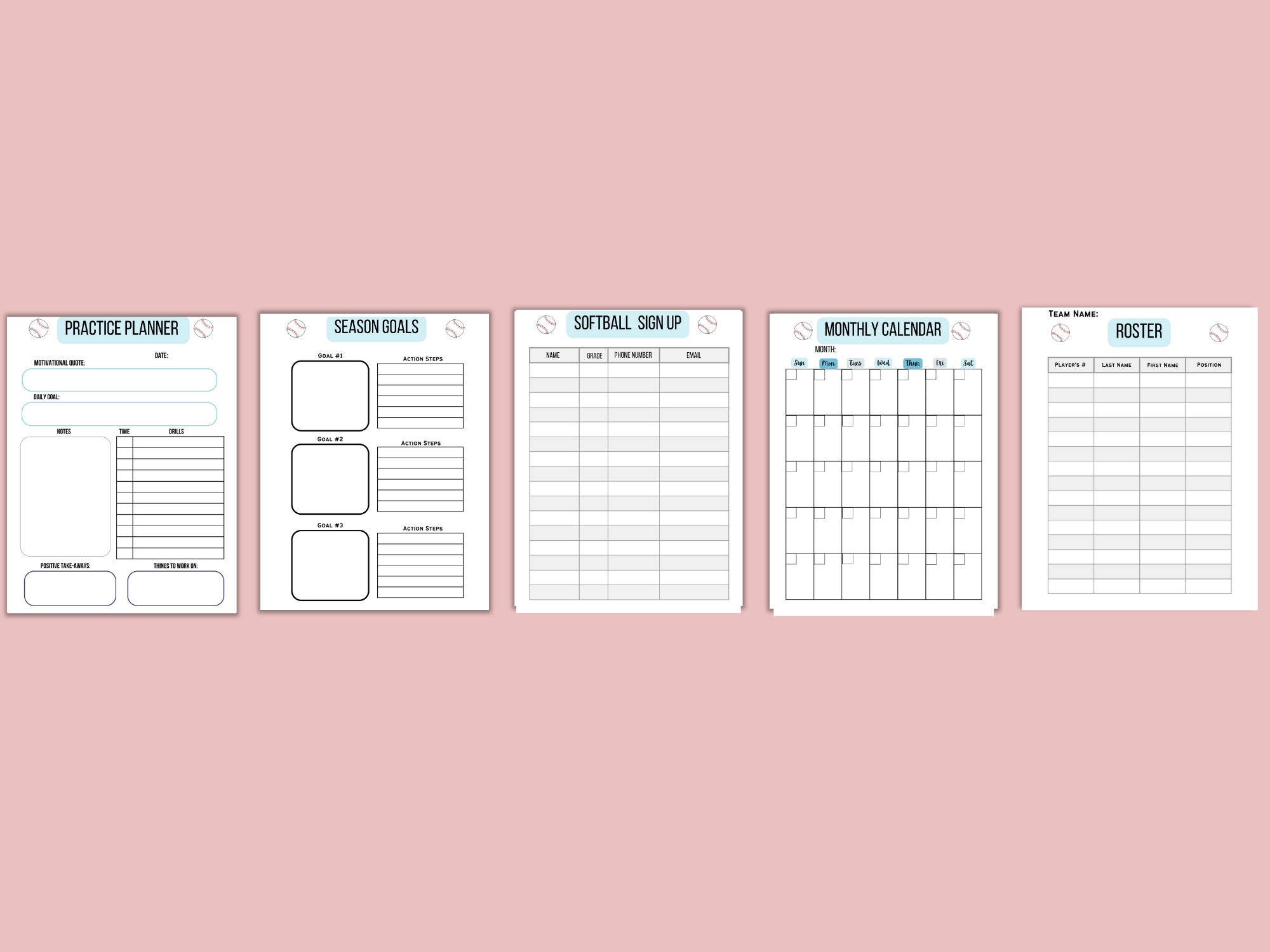 Softball Coach Planner, Softball Season Planner, Printable Planner ...
