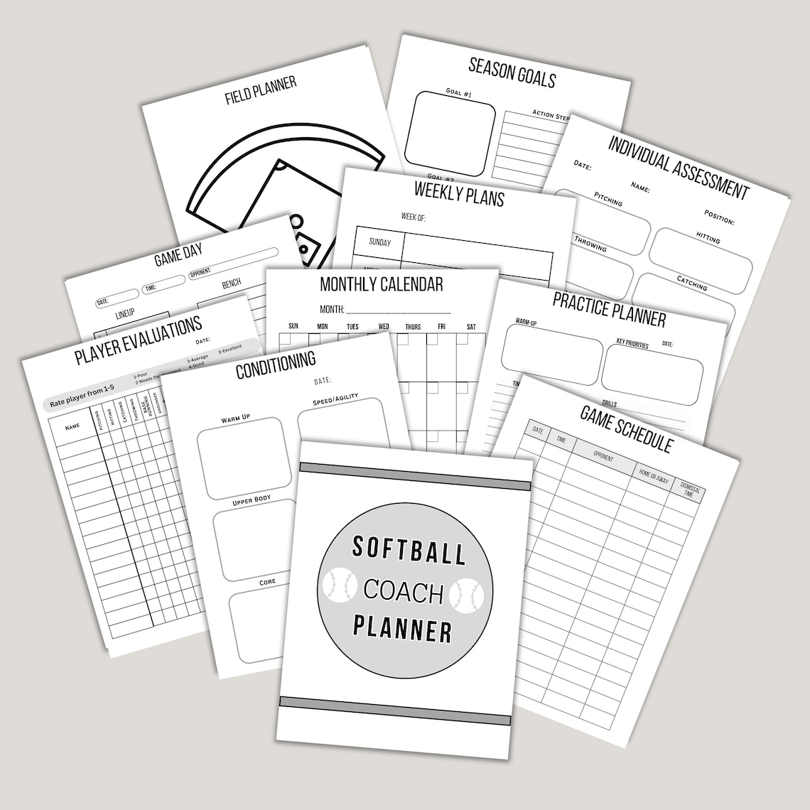 PDF Softball Coach Planner, Softball Planner, Softball Practice Planner ...
