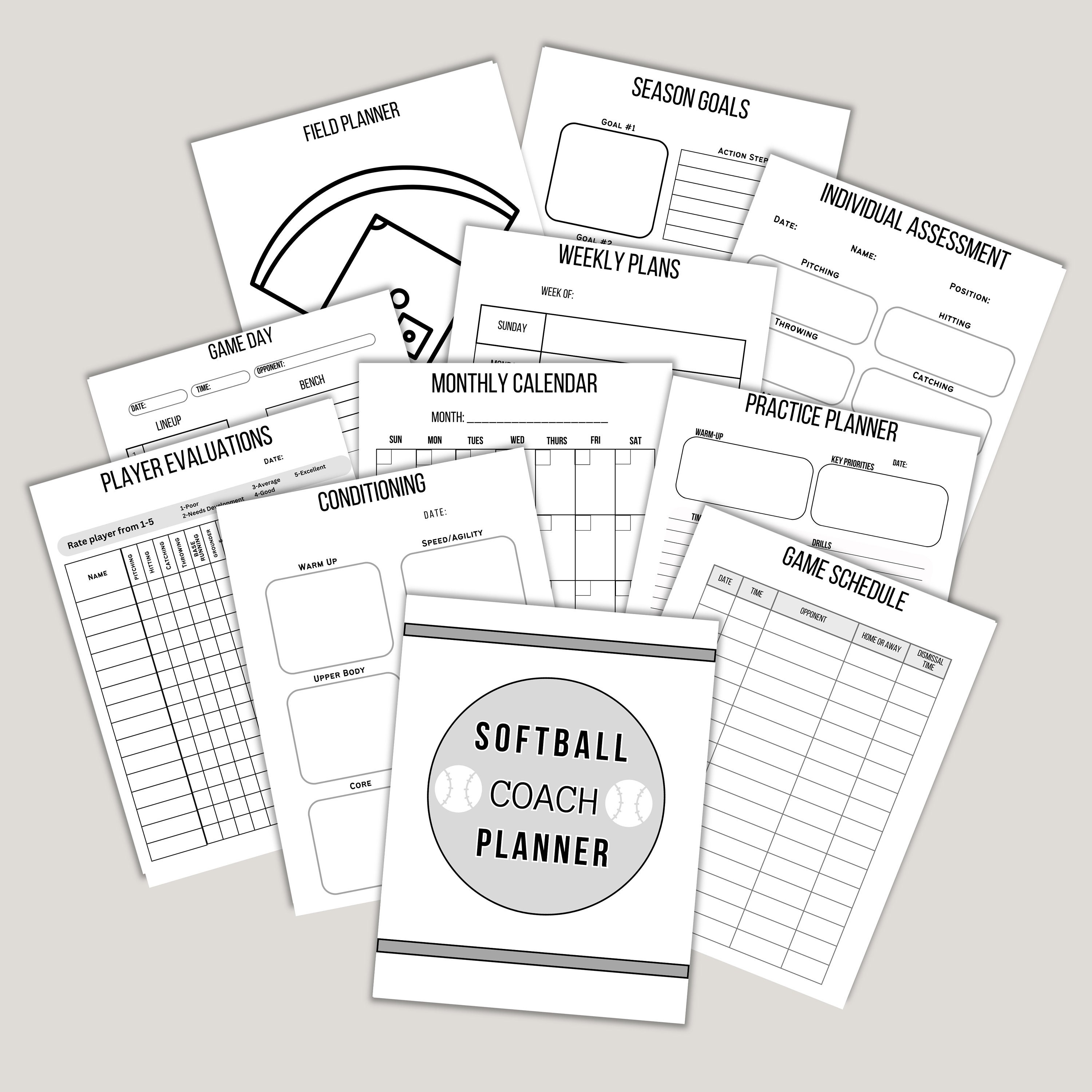 PDF Softball Coach Planner, Softball Planner, Softball Practice Planner ...