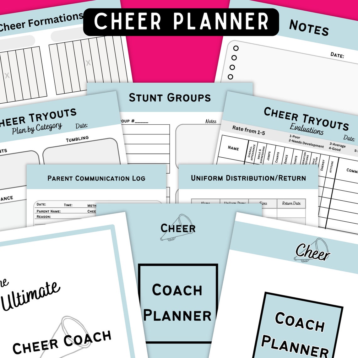 Editable Cheer Planner, Digital Cheer Planner, Cheer Coach Planner ...
